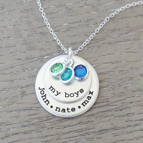My Boys Necklace with Birthstones - Gracefully Made